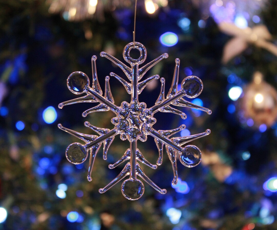 Handmade Clear Glass Snowflake Ornament ~ Flat Round Tip Design~ - Etsy