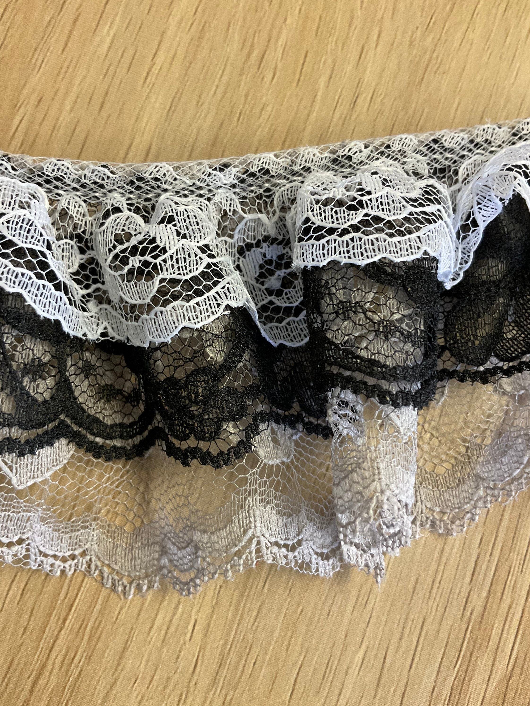 Triple Ruffle Lace Trim White Black and Grey Victorian - Etsy