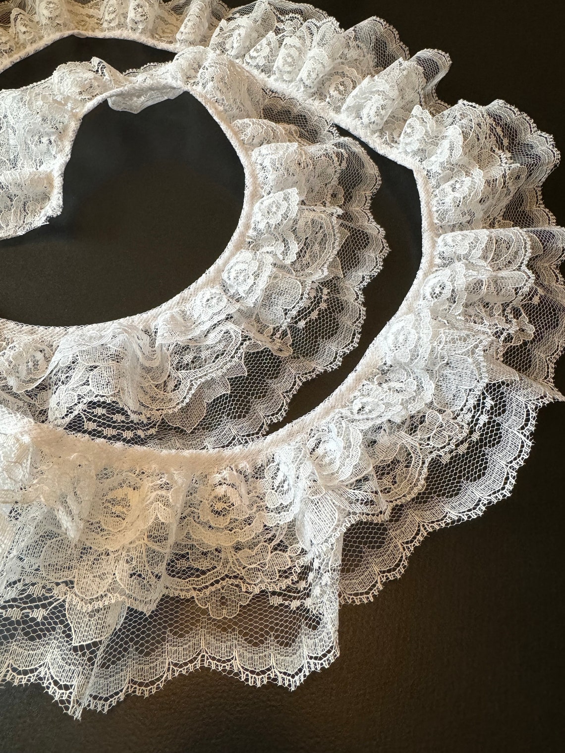 White Triple Ruffle Lace, 3 Inch Ruffled Lace, Sewing Trim, Ruffle ...