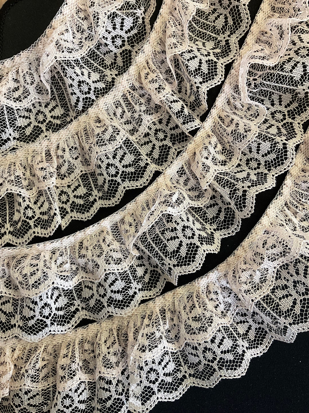 Tan Ruffled Lace, 2 Inch, 2 Tier Lace Trim, Decorative Lace, Fabric ...