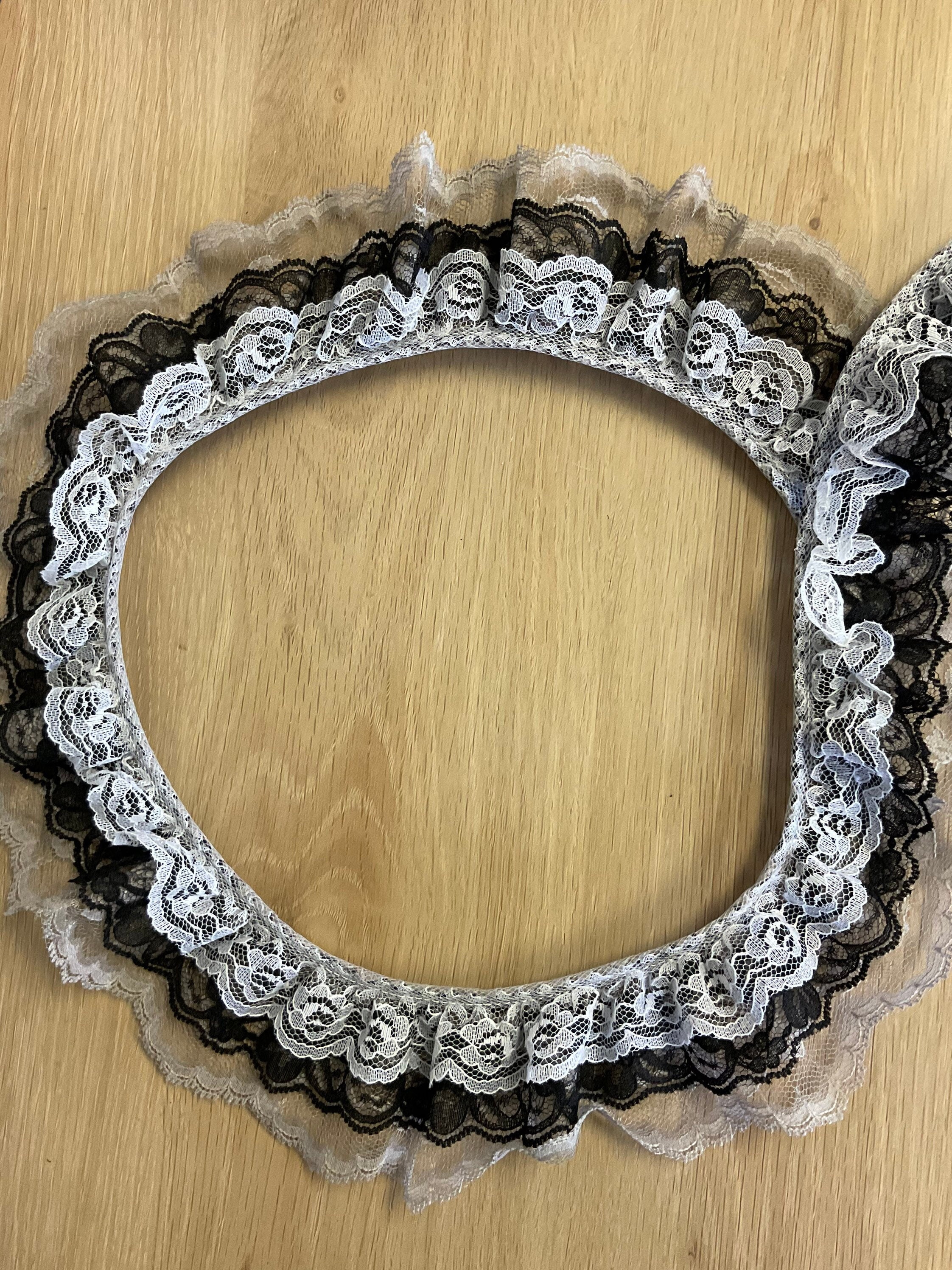 Triple Ruffle Lace Trim White Black and Grey Victorian - Etsy