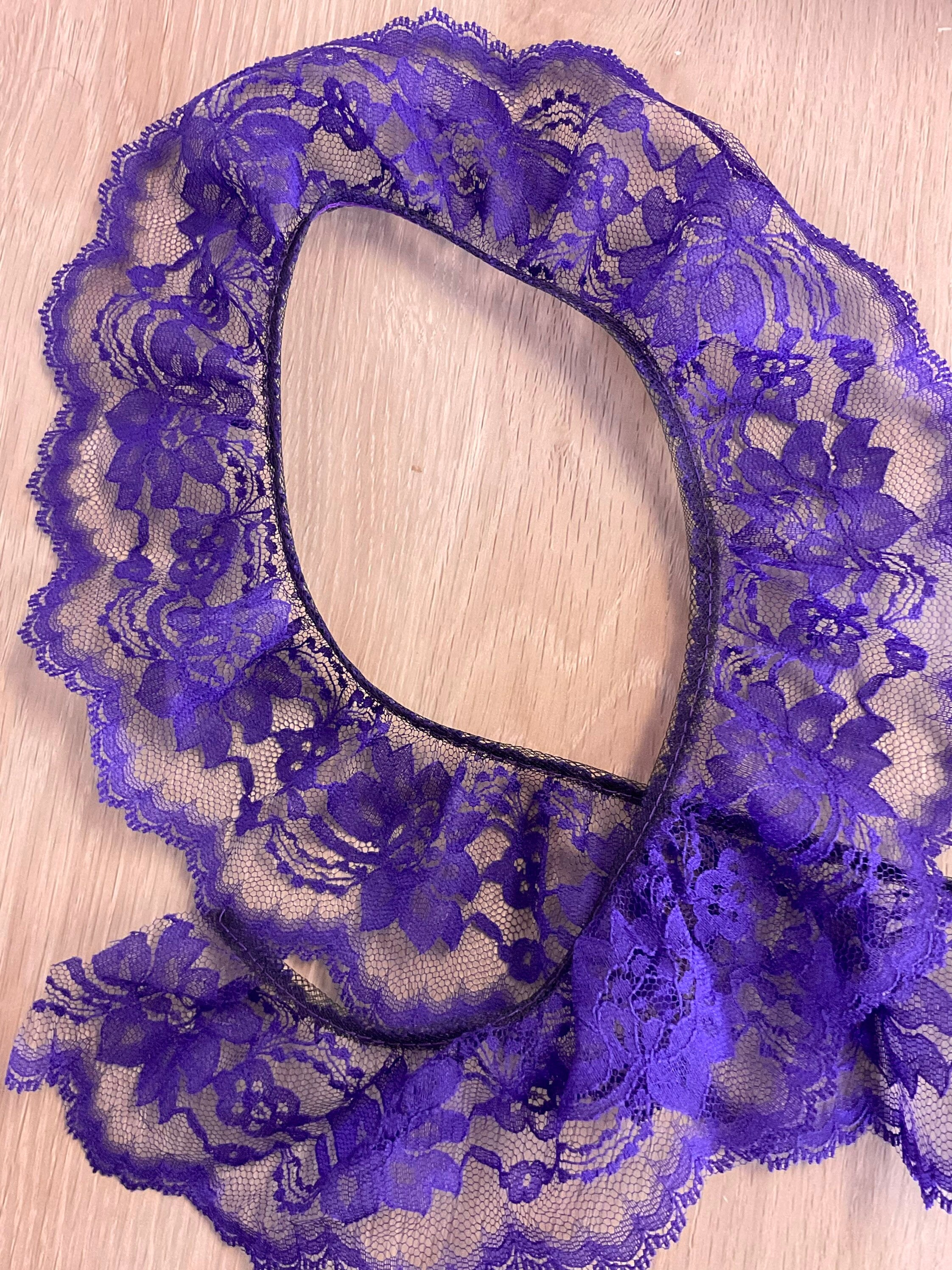 Dark Purple Ruffled Lace, 3 Inches Wide, Decorative Lace Trim, Sewing ...