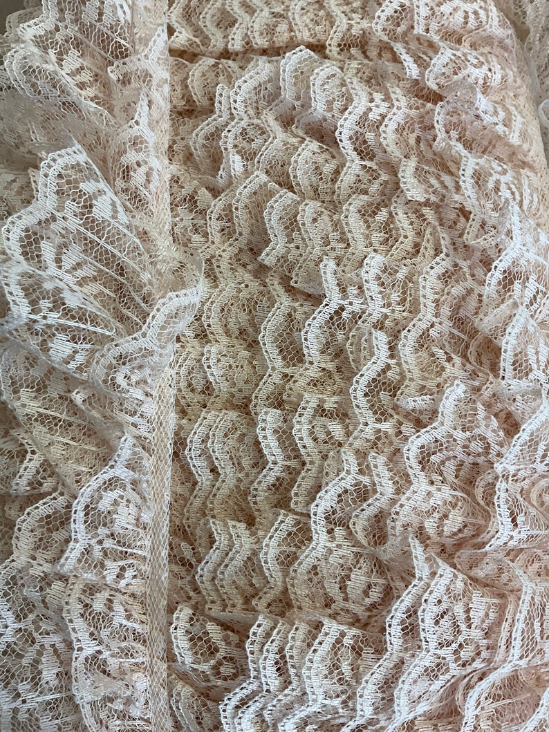 Tan Ruffled Lace, 2 Inch, 2 Tier Lace Trim, Decorative Lace, Fabric ...