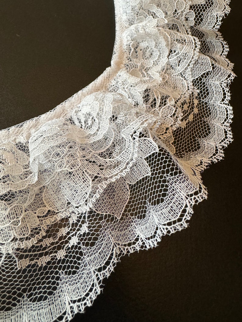 White Triple Ruffle Lace, 3 Inch Ruffled Lace, Sewing Trim, Ruffle ...