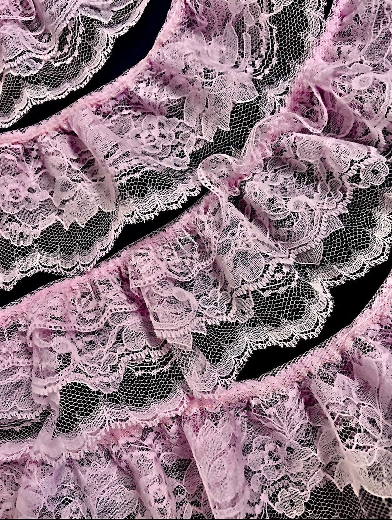 Light Pink Ruffled Lace, 3 Inch Lace, 3 Tier Lace Trim, Clothing ...