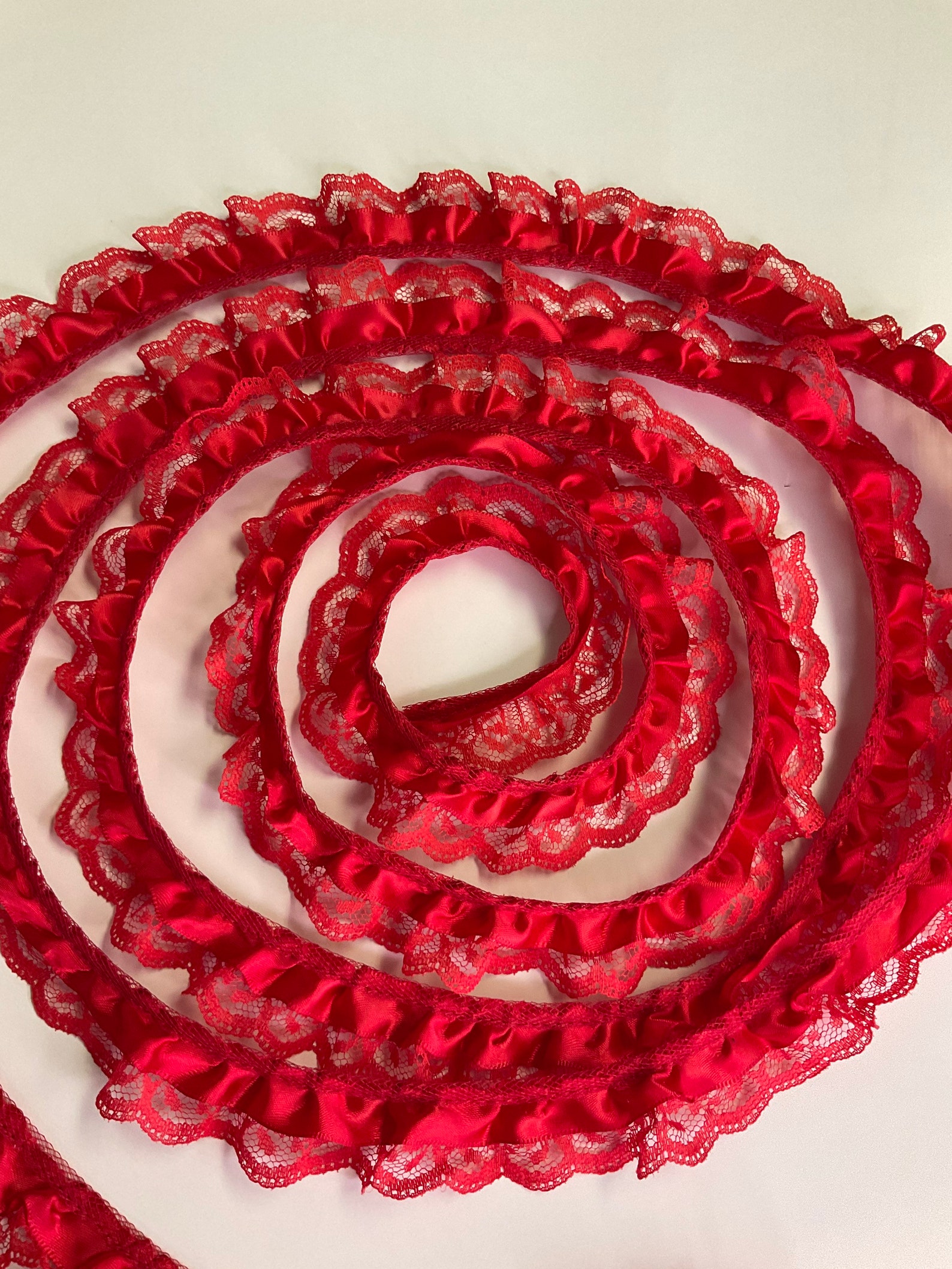 2 Yds Scarlett Red Lace With Ribbon Decorative Red Lace Trim - Etsy