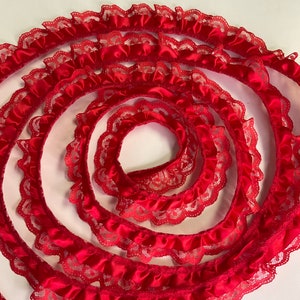 2 Yds Scarlett Red Lace With Ribbon | Decorative Red Lace Trim | Double ...