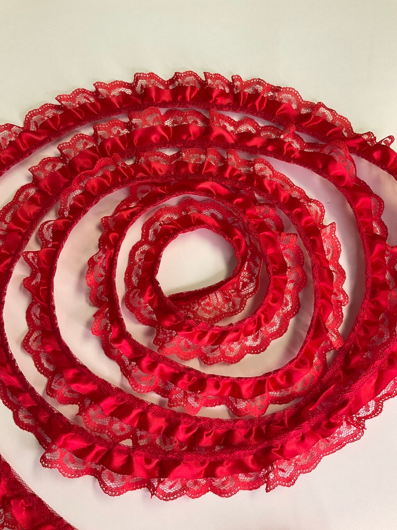 2 Yds Scarlett Red Lace With Ribbon Decorative Red Lace Trim - Etsy