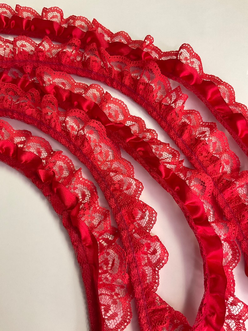 2 Yds Scarlett Red Lace With Ribbon Decorative Red Lace Trim - Etsy