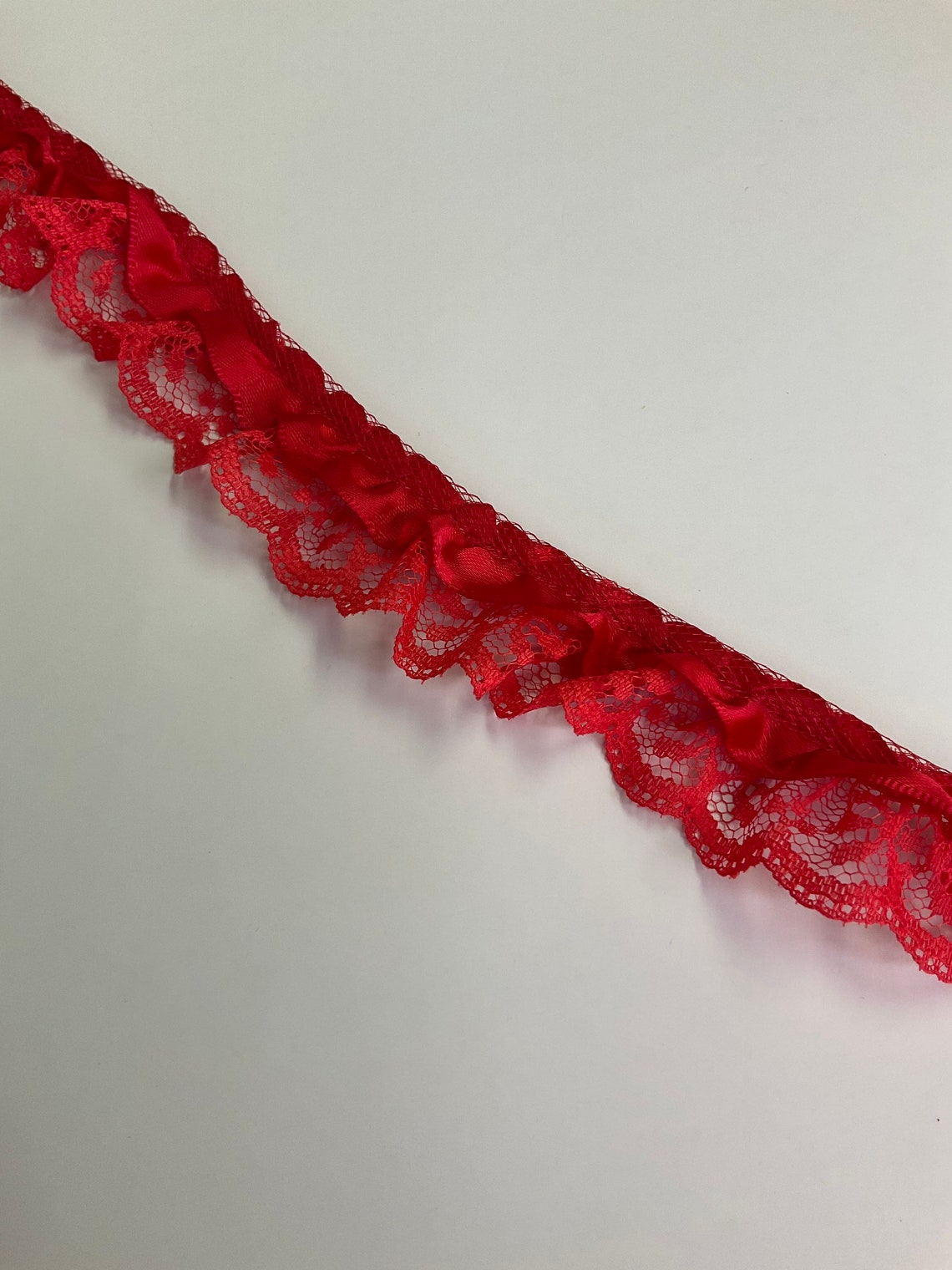 2 Yds Scarlett Red Lace With Ribbon Decorative Red Lace Trim - Etsy