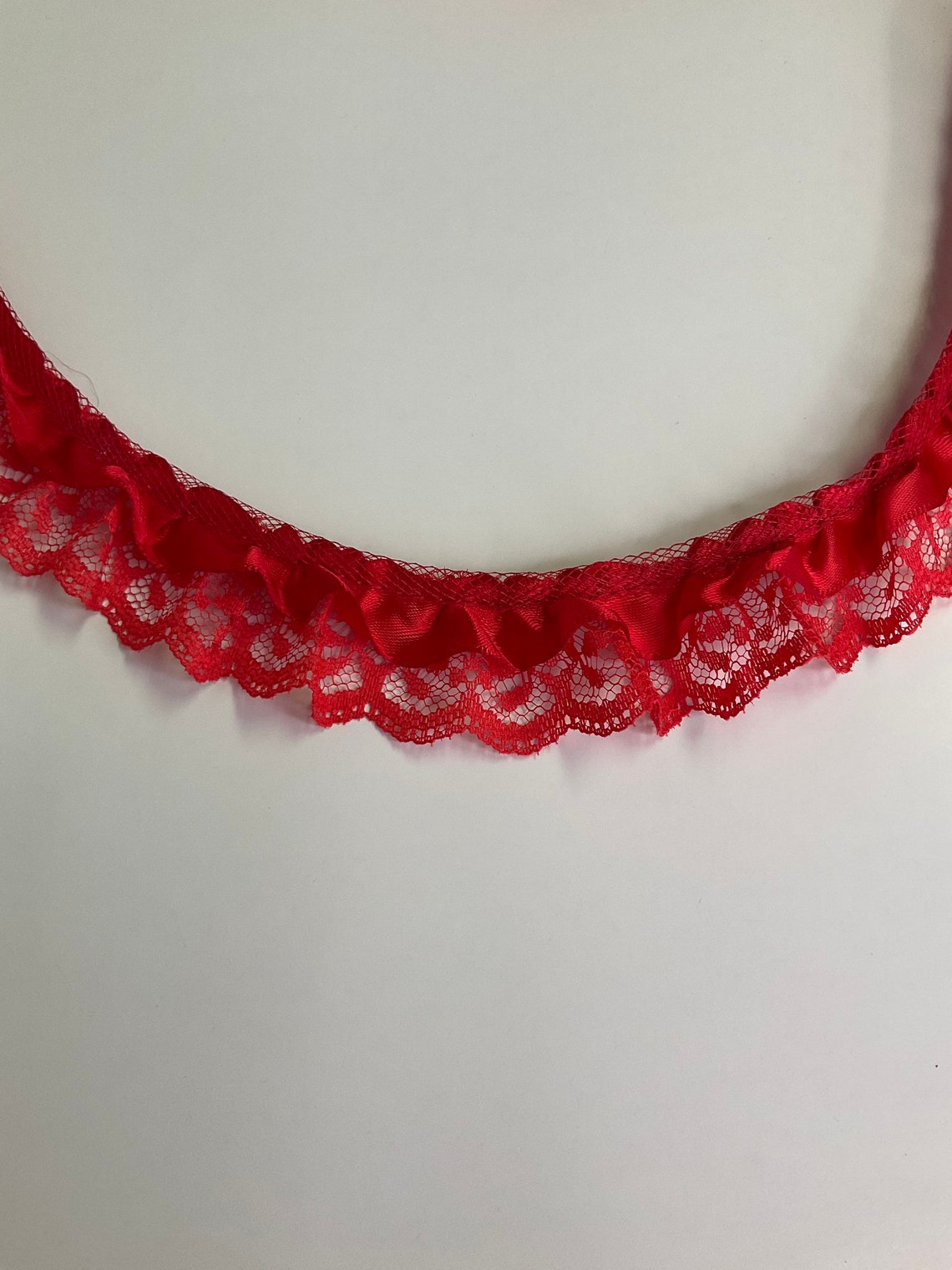 2 Yds Scarlett Red Lace With Ribbon Decorative Red Lace Trim - Etsy