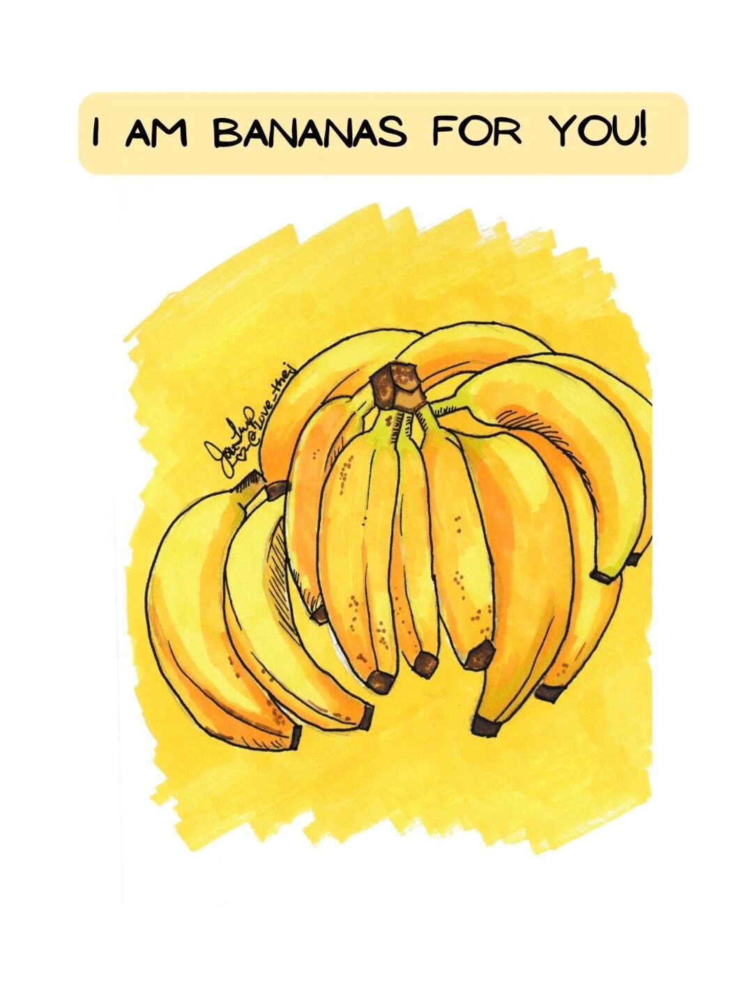 Banana Themed Valentines Day Card - Etsy