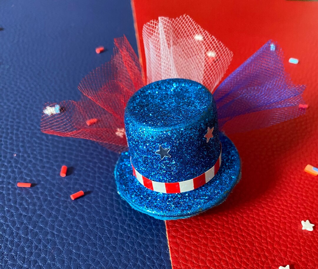 Uncle Sams Mini Hat / Red, White and Blue Hat/ Fourth of July Clips ...