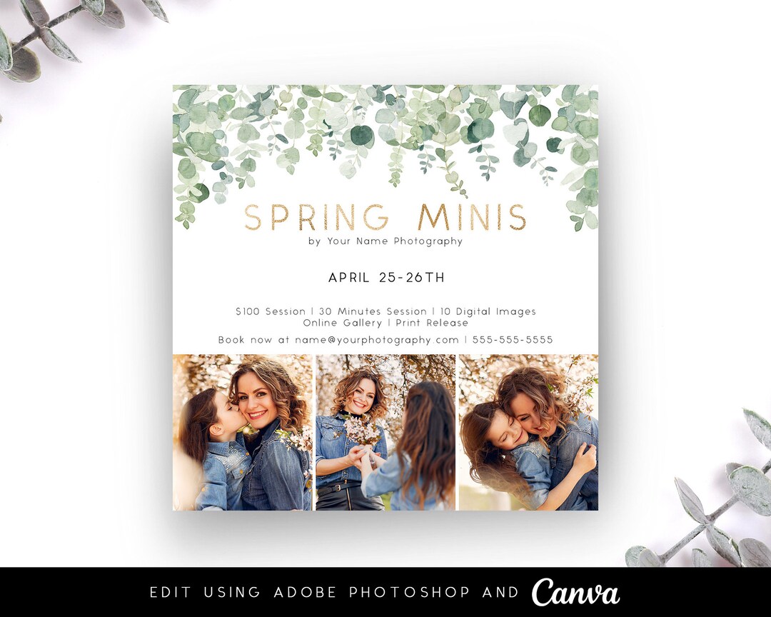 Spring Mini Session Template, Spring Photography Marketing Template ...