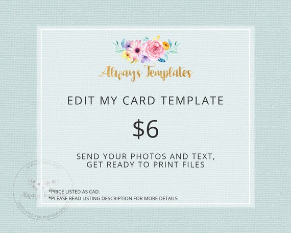 Customization Add On Edit My Template For Me 1-2 Business | Etsy