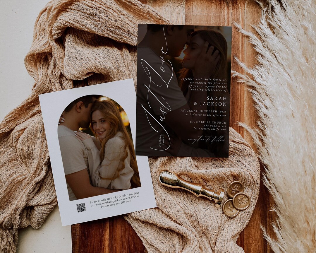 Nothing Fancy Just Love Invitation, Minimalist Wedding Photo Invitation ...