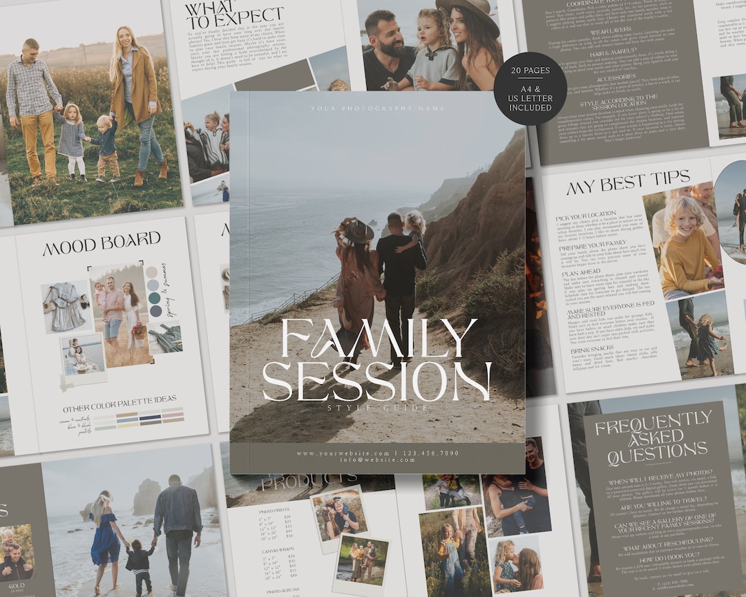 Family Photography Style Guide Magazine Template | Dusk - Etsy