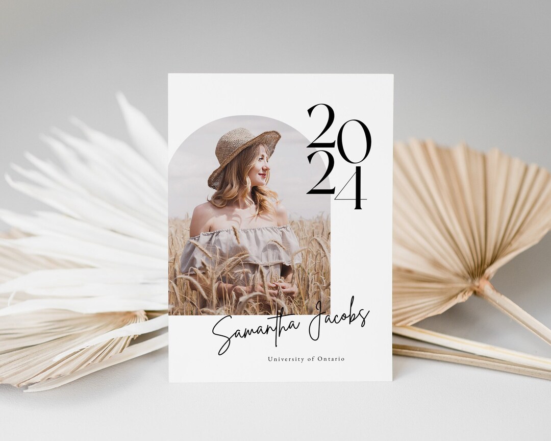 Minimalist Graduation Announcement Card, High School Grad Editable ...