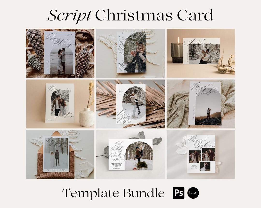 Christmas Card Template Bundle, Photo Christmas Card Bundle, Holiday ...