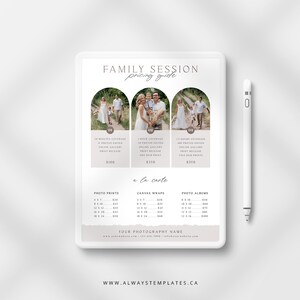 Photography Pricing Guide Template, Photography Price List, Photography ...