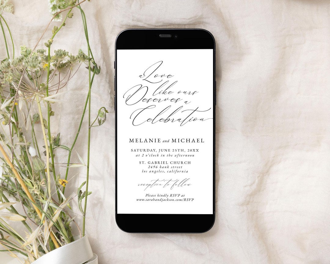 Simple Electronic Wedding Invitation Template, Modern Digital Wedding ...