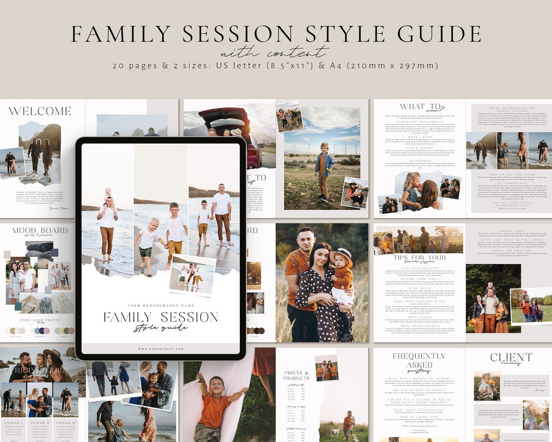 Family Photography Style Guide Magazine Template, Pre-written Family ...