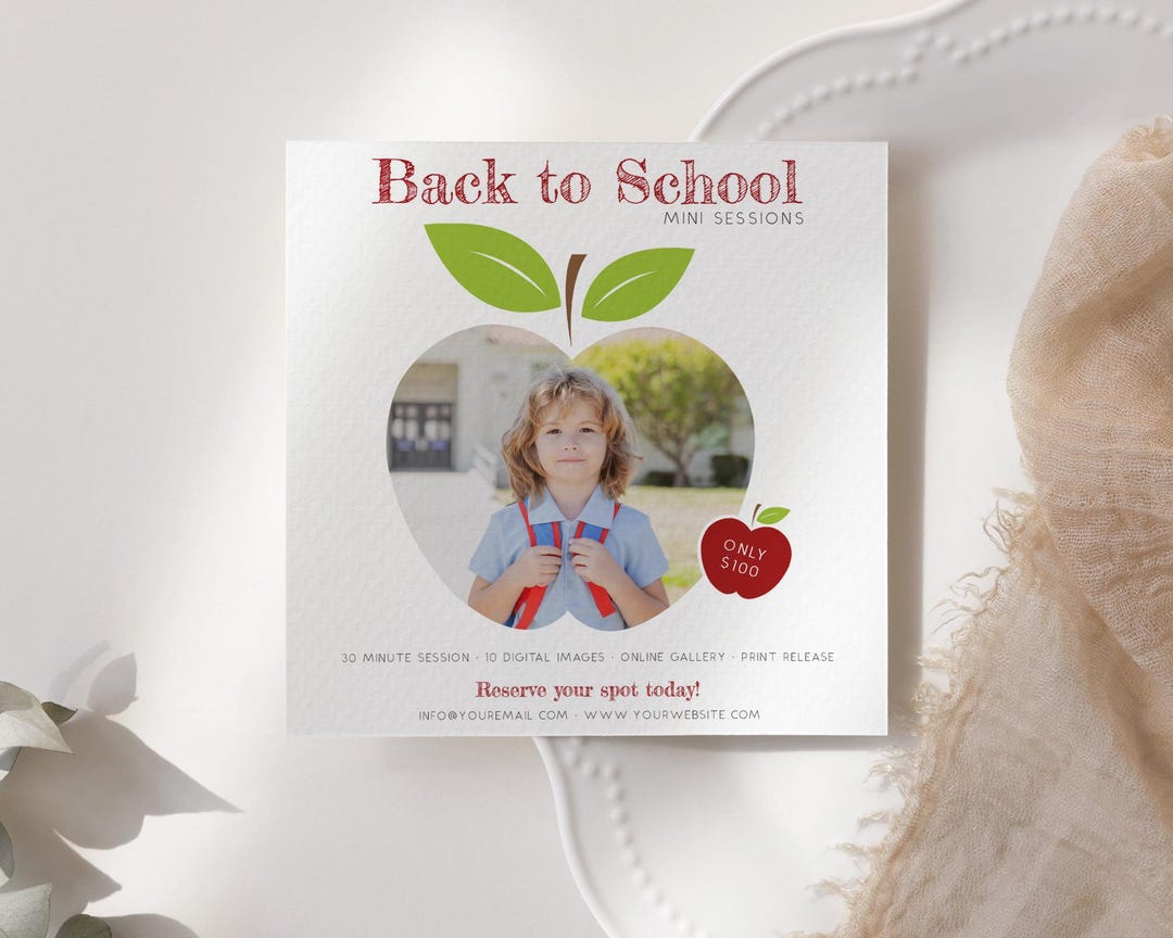 Back to School Mini Session Template for Photographers, School Photo ...