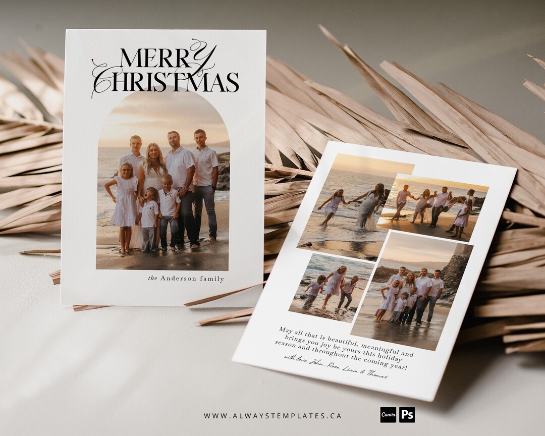 Modern Christmas Photo Card, Elegant Christmas Card Template ...