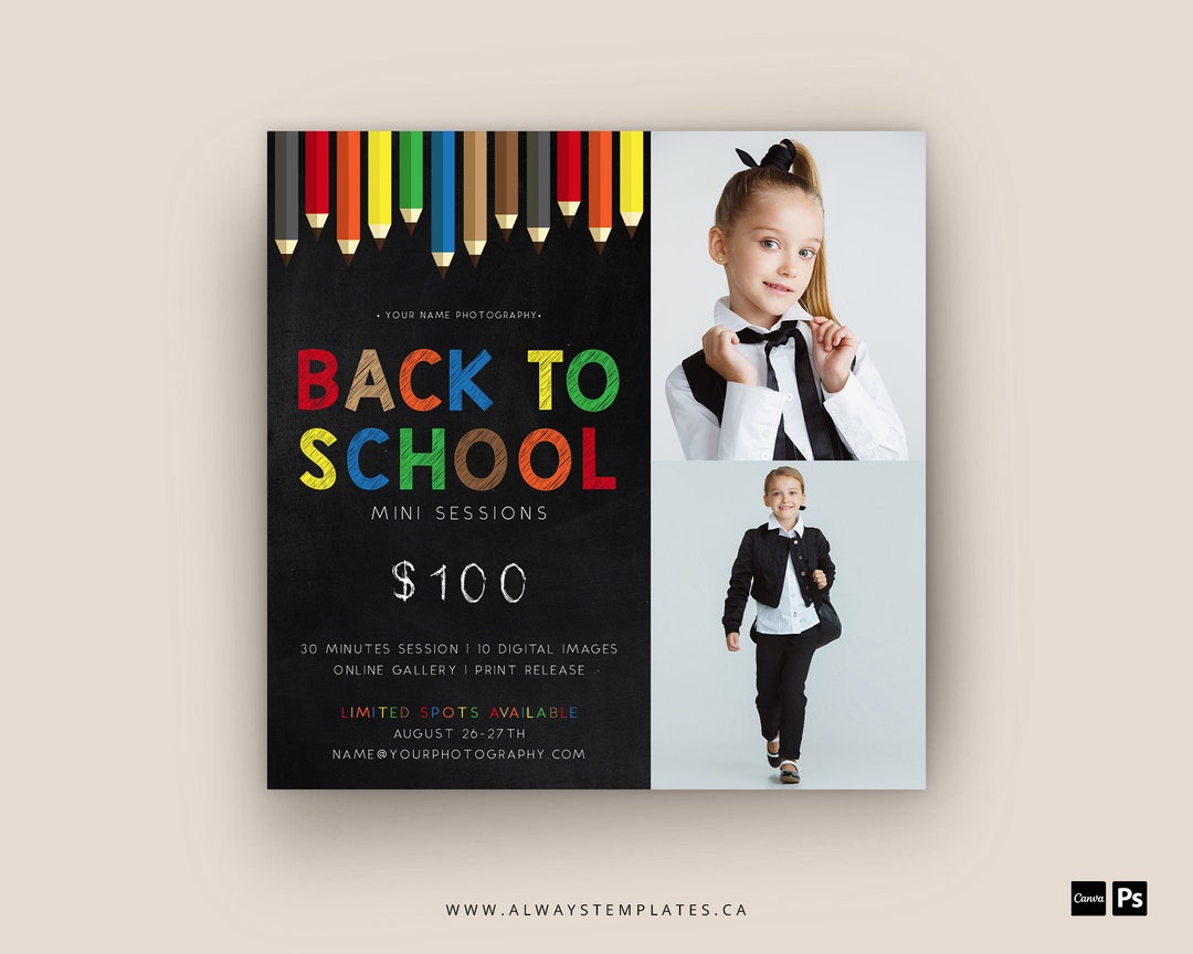 Back to School Mini Session Template, Back to School Minis, School ...