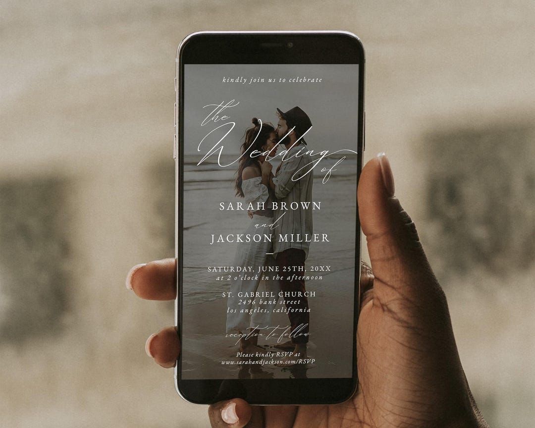 Modern Electronic Wedding Invitation With Photo, Digital Wedding Evite ...