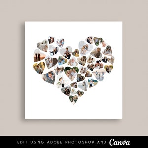 Heart Photo Collage Template, Heart Shape Photo Collage, Valentine's ...