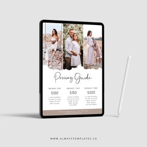 Pricing Guide Template for Photographers, Photography Price List ...