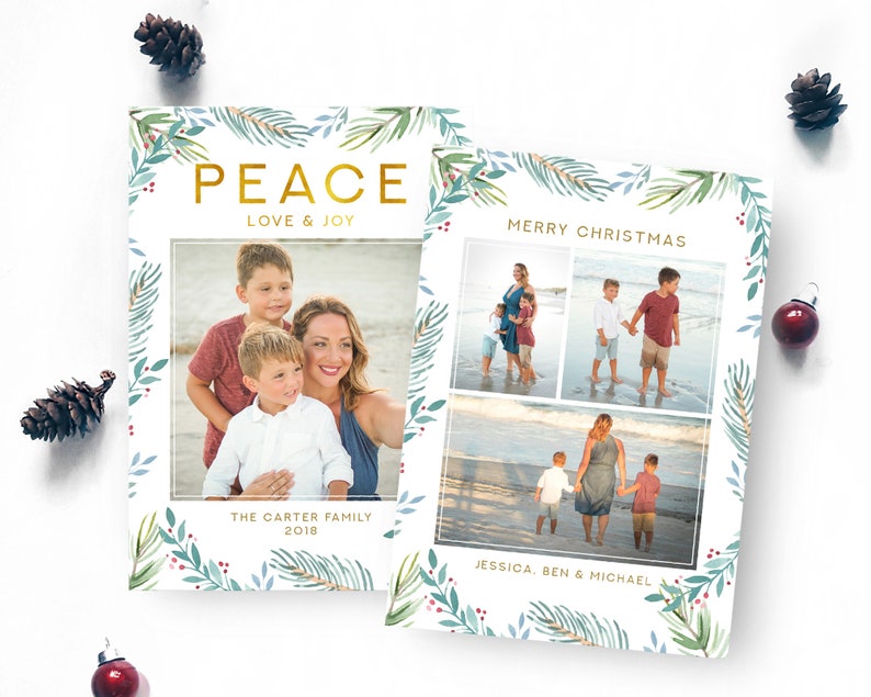 Photo Christmas Card Template Photoshop Christmas Card | Etsy