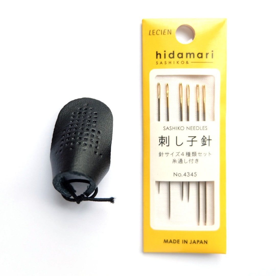 Sashiko Embroidery 6 Needles / Threader & Leather Thimble Made in Japan ...