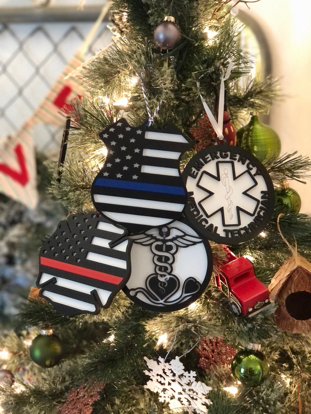 First Responder Christmas Ornament: American Flag MDF Ornament - Etsy