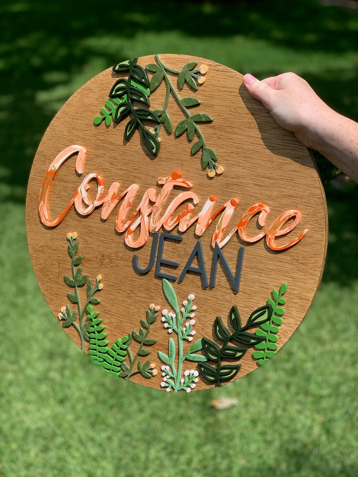 18 24 Custom Wood Name Sign Name Round Garden Name - Etsy