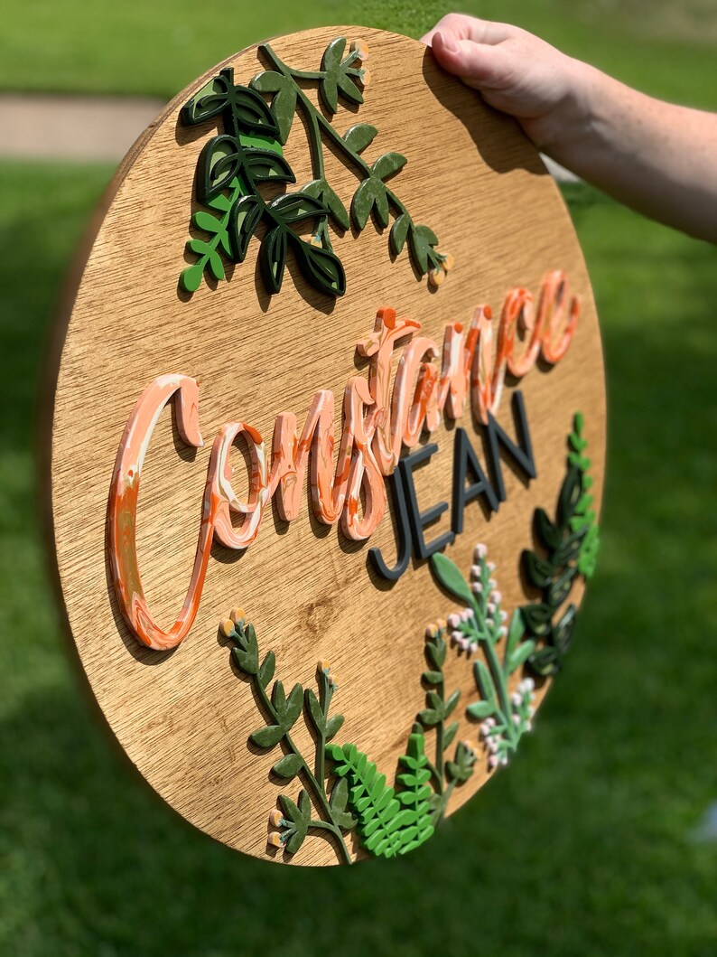 18 24 Custom Wood Name Sign Name Round Garden Name - Etsy