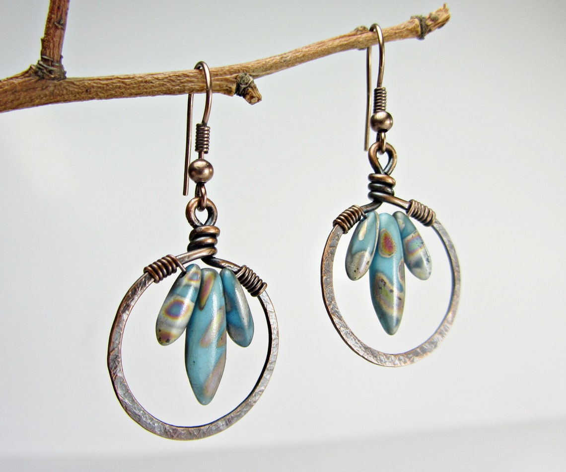 Hammered Copper Earrings Handmade Copper Jewelry Handmade | Etsy