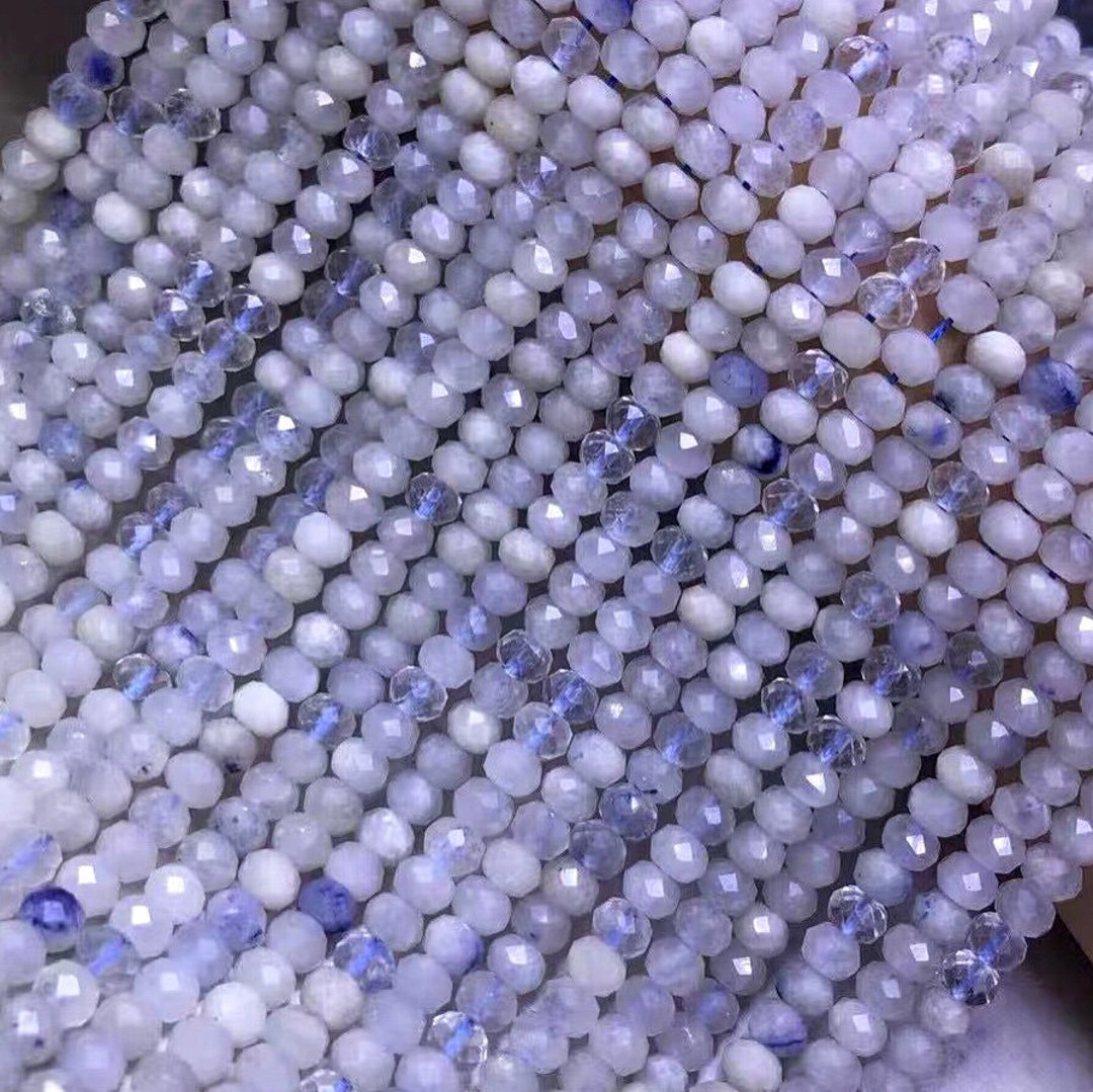 Natural Blue Rutilated Quartz Faceted Rondelle Beads,blue Rutilated ...