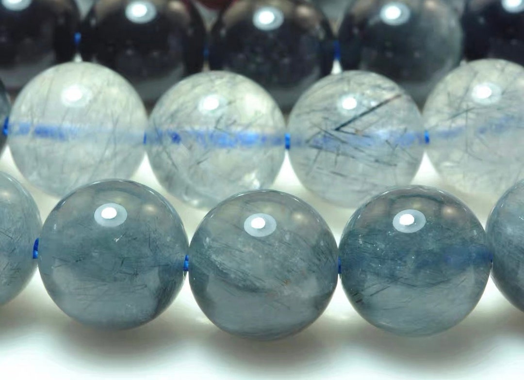 Natural Blue Rutilated Quartz Smooth Round Beads 6mm,8mm ,15 Inches,per ...