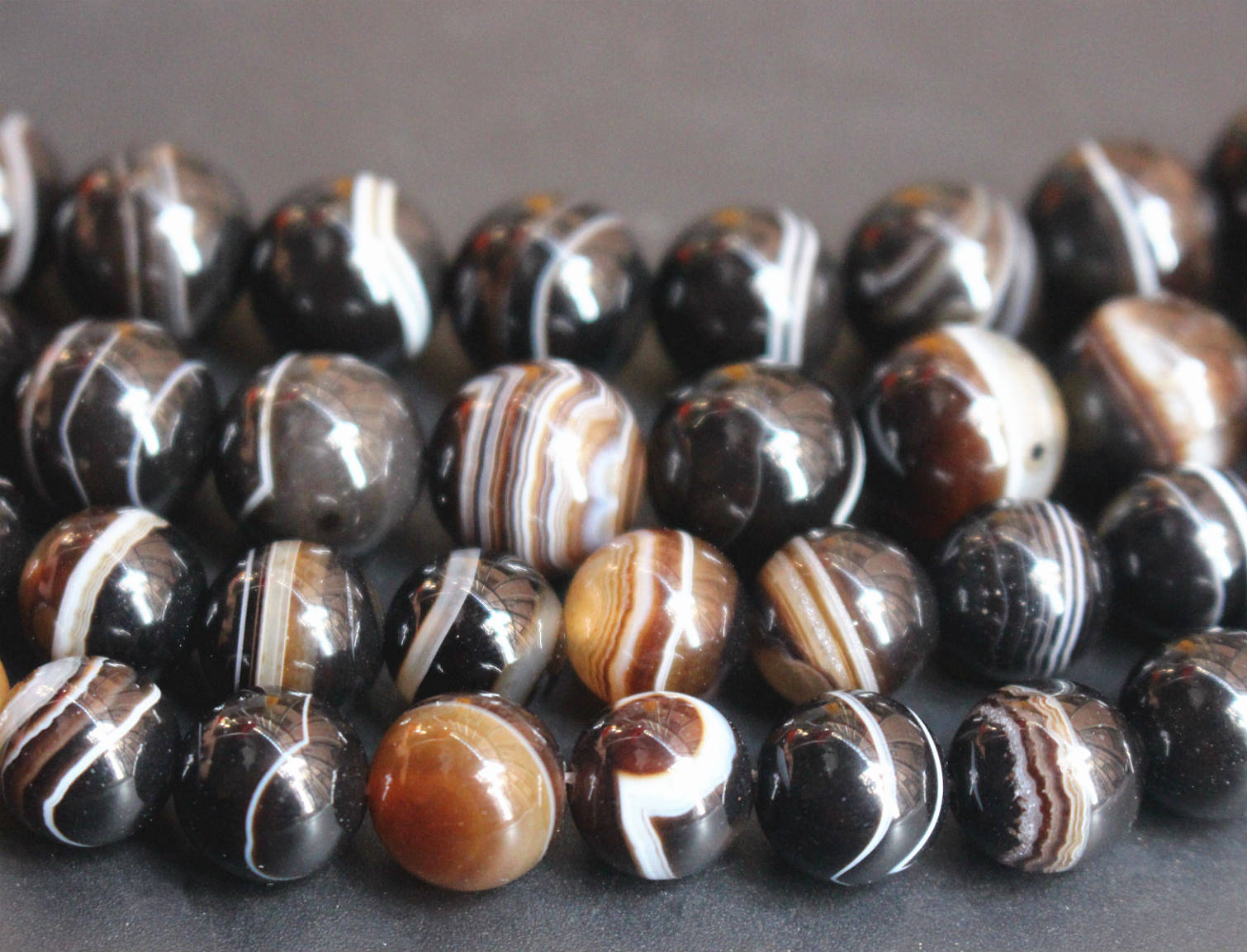 Natural Stripe agate 8mm 10mm 12mm 14mm 16mm Smooth Round | Etsy