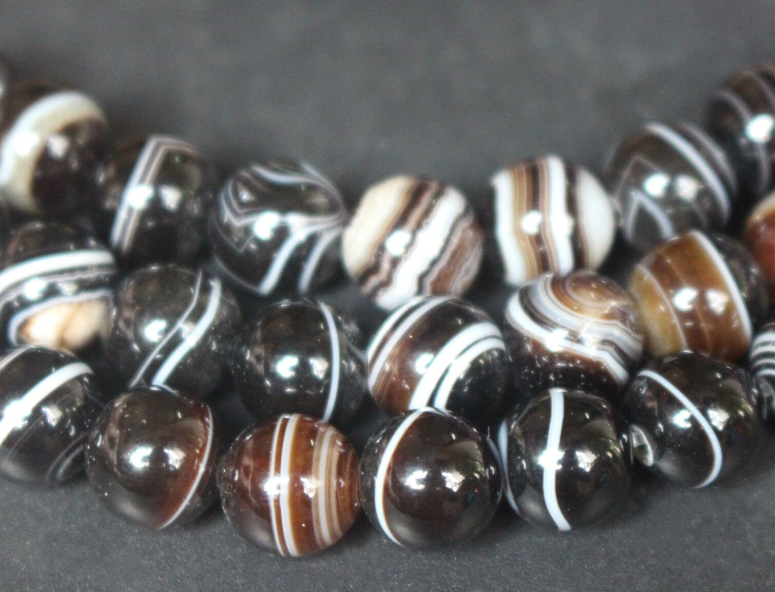 Natural Stripe agate 8mm 10mm 12mm 14mm 16mm Smooth Round | Etsy