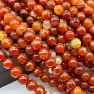 Natural Red Stripe Agate,red Sardonyx Agate 4mm,6mm, 8mm,10mm,12mm,14mm ...