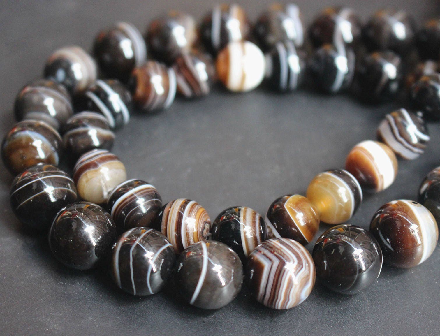 Natural Stripe agate 8mm 10mm 12mm 14mm 16mm Smooth Round | Etsy