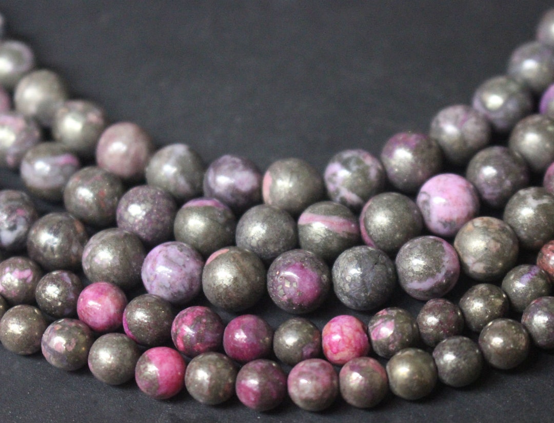 Natural Rose Red Iron Pyrite Round Gemstone Beads 6mm,8mm,10mm.per ...