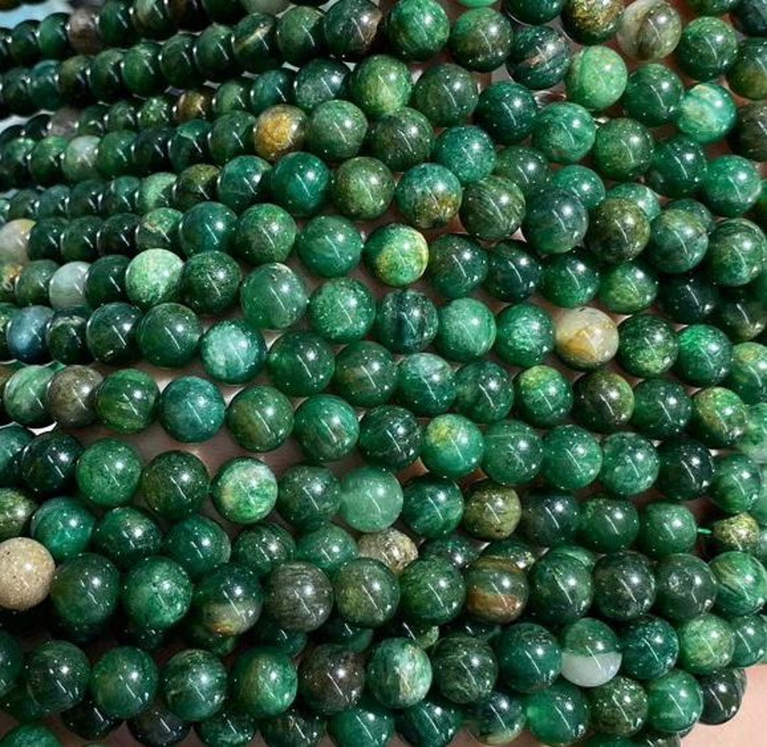Natural Green Verdite Beads 6mm,8mm ,10mm , Smooth Round Loose Stone ...