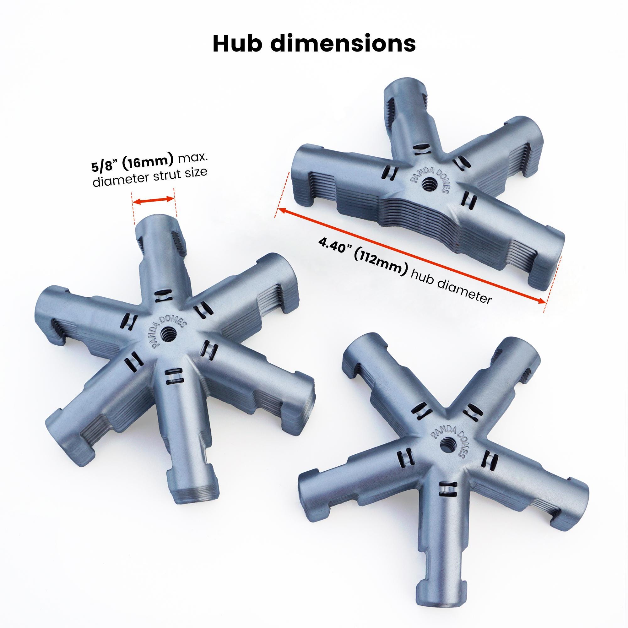 Panda Domes - 2V Geodesic Dome Hub Kit to Build 10ft to 16ft (~ 3m to ...