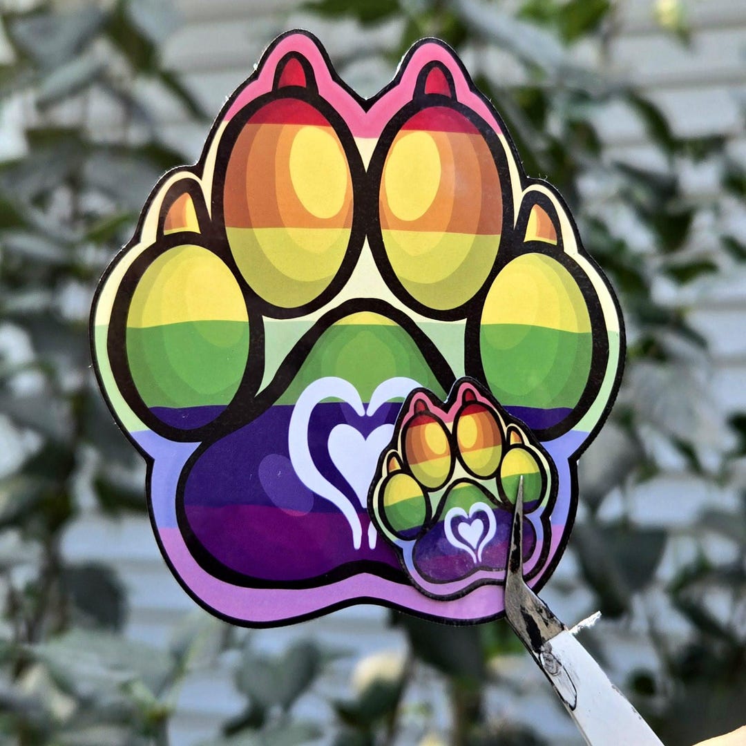 3 Pride Paw LGBTQIA Stickers Cute Animal Art Furry Kawaii Pawprint Flag ...