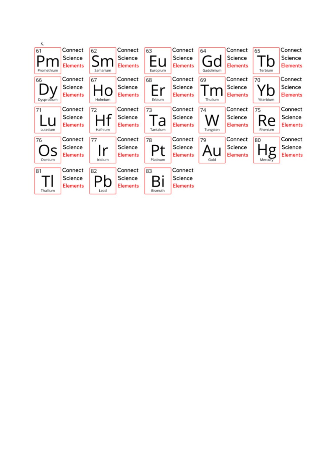 Element Labels 1 to 83 for Connect Science Elements Printable Print and ...