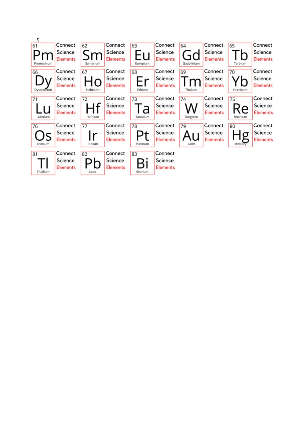 Element Labels 1 to 83 for Connect Science Elements Printable Print and ...